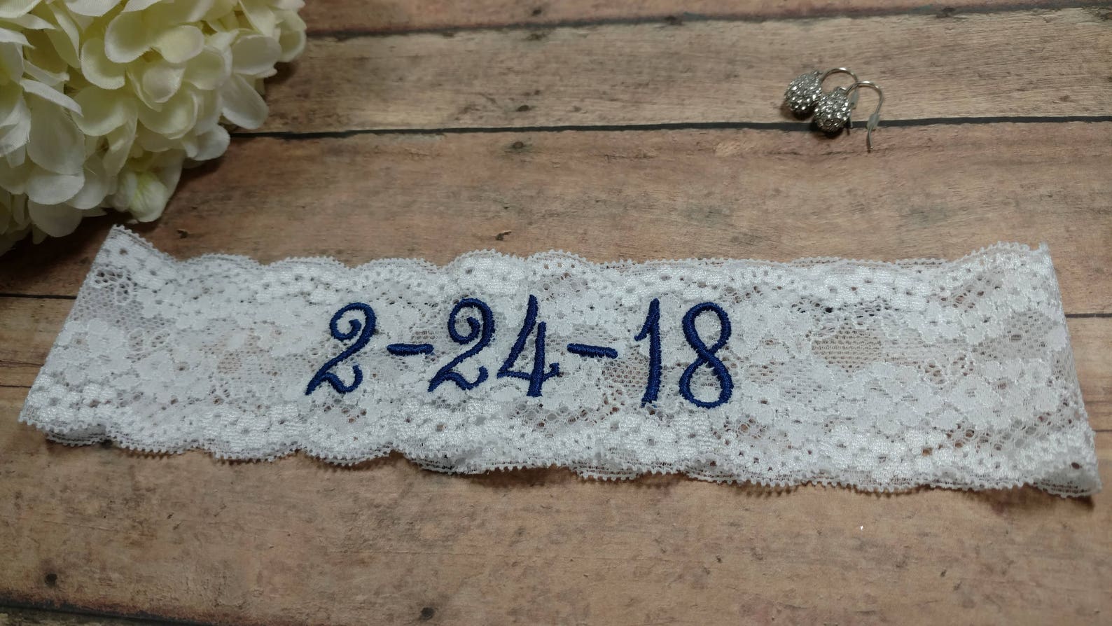 Embroidered Garter Personalized Garter Royal Blue Garter | Etsy