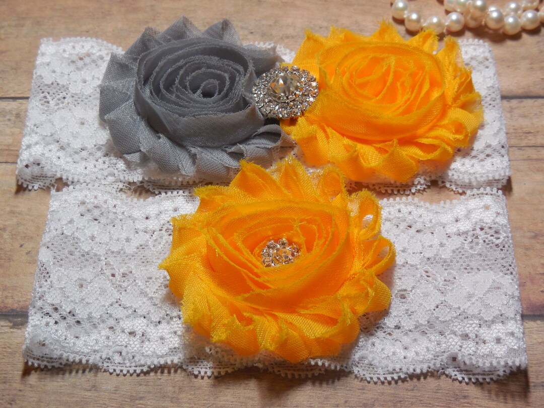 Wedding Garter / Yellow and Gray Garter / Lace Garter / Garter /gray ...
