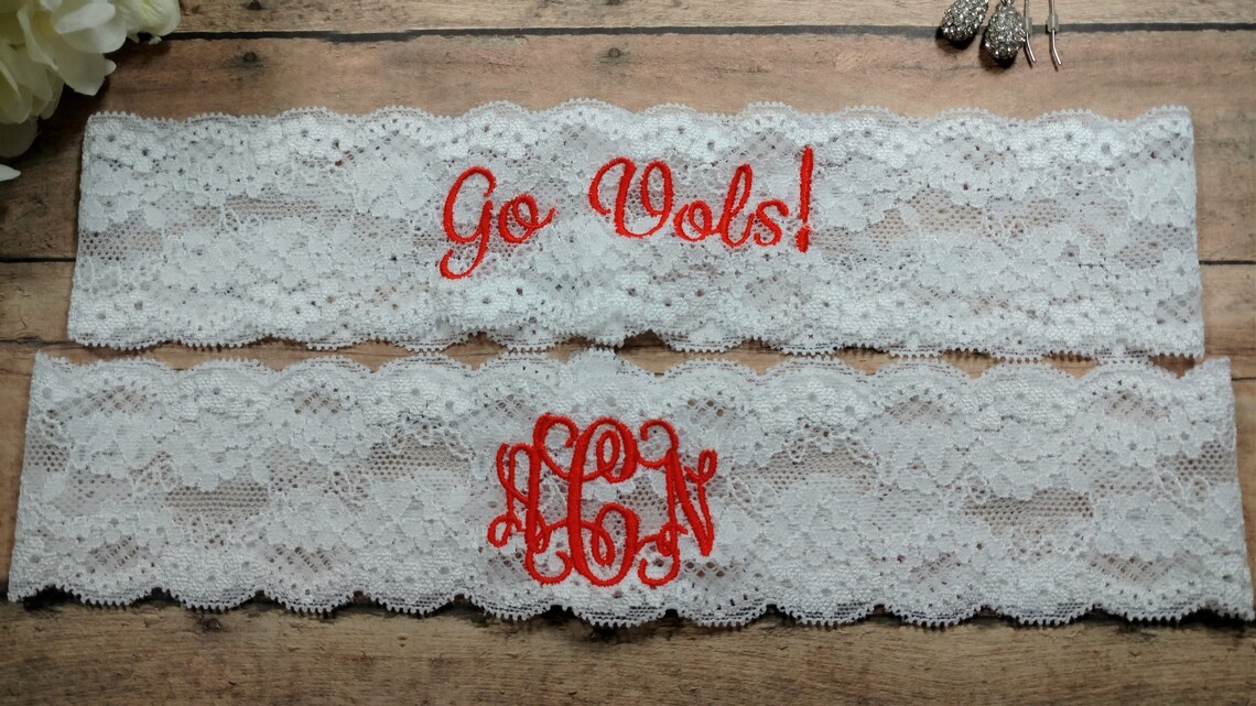 Orange Garter Sports Garter Monogrammed Garter University - Etsy