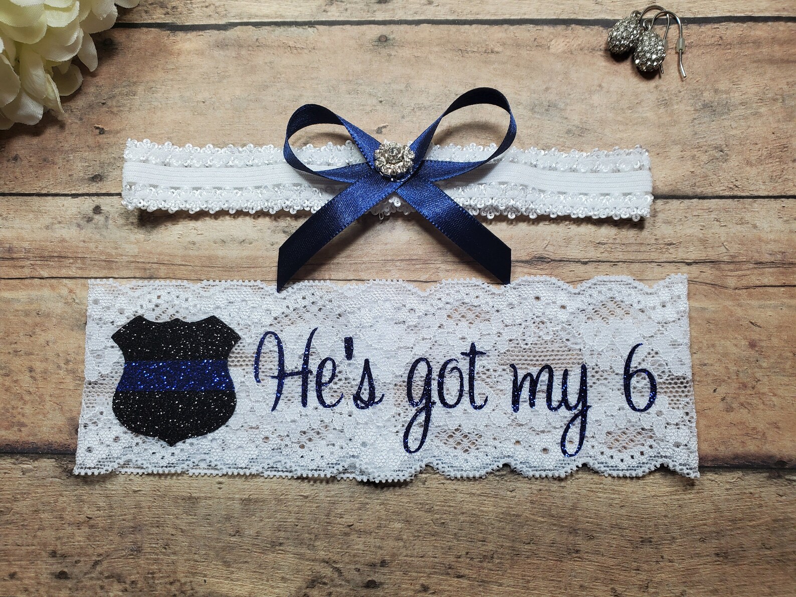 Police Garter Police Wife Thin Blue Line Garter Garter | Etsy