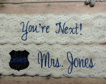Police Garter, Police Wife, Thin Blue Line, Bling Garter, Something ...