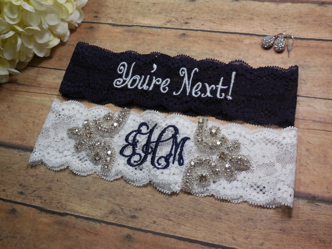 Monogrammed Garter Rhinestone Garter Bling Garter Something - Etsy