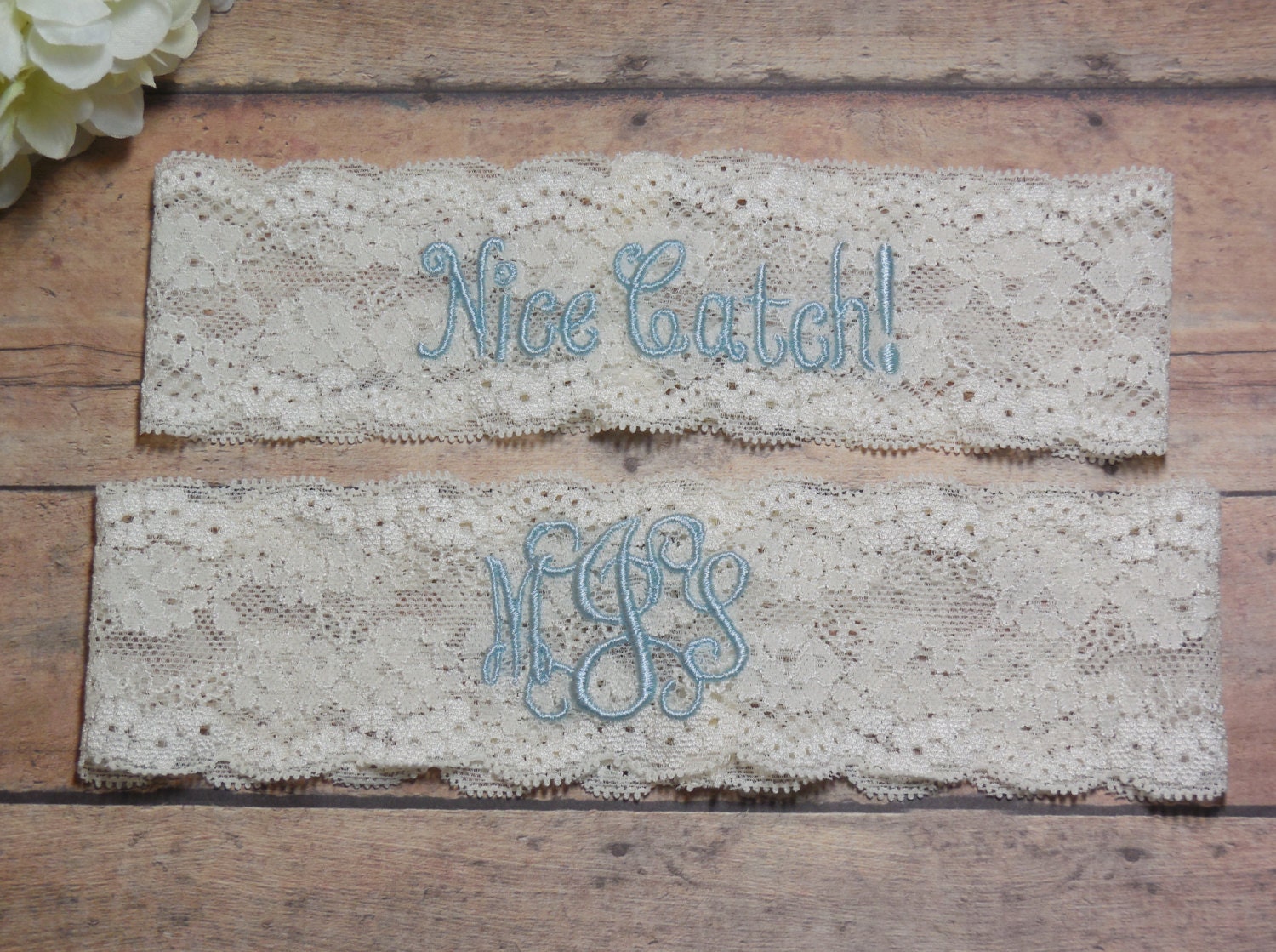 Monogrammed Garter Monogram Blue Garter Personalized - Etsy