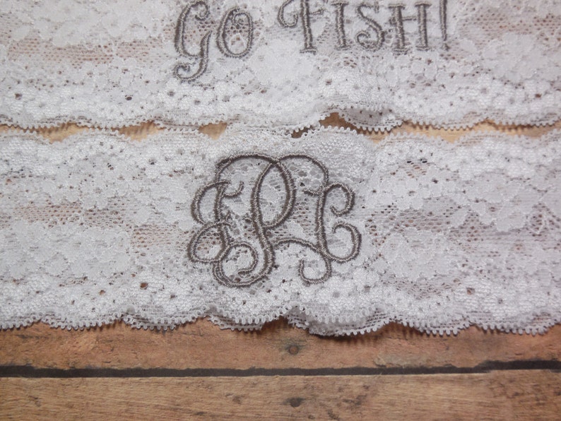 Monogrammed Garter Garter Gray Garter Personalized Garter | Etsy