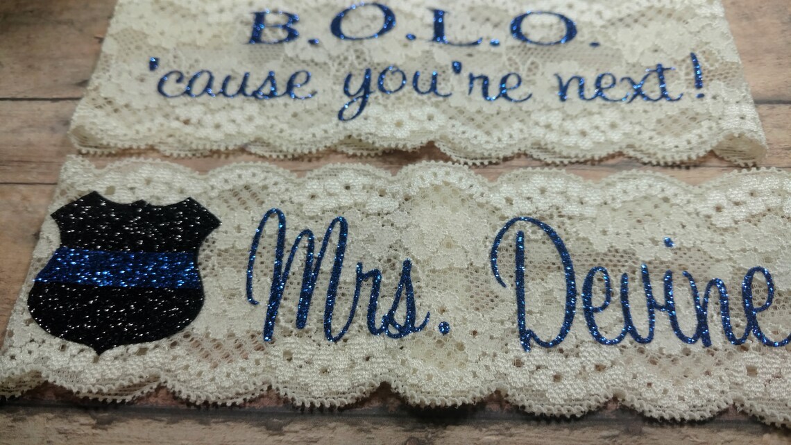 Police Garter Thin Blue Line Garter Police Wife Bling | Etsy