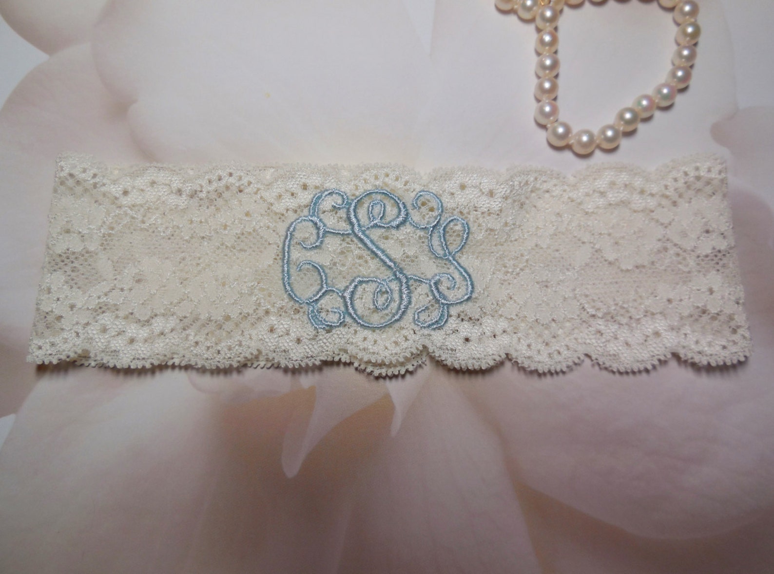 Monogrammed Garter Monogram Personalized Garter Blue | Etsy