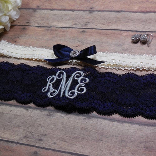 Monogrammed Garter Something Blue Blue Garter Personalized - Etsy