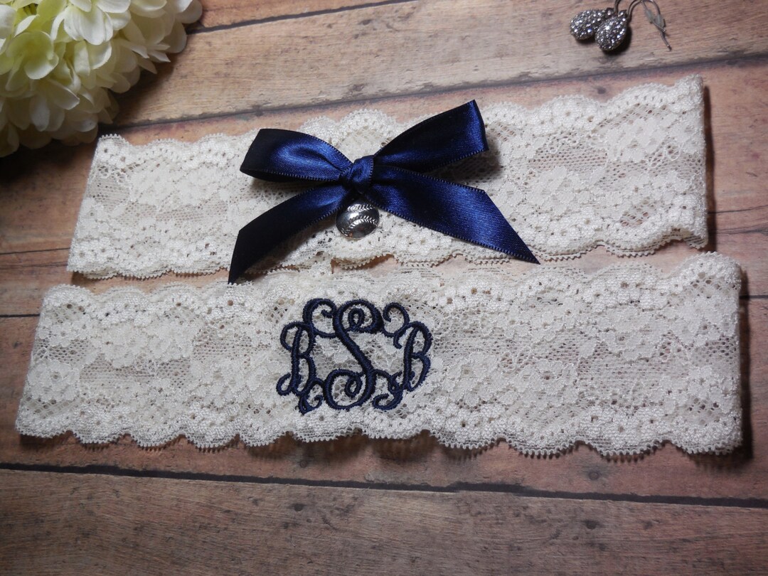 Monogrammed Garter, Something Blue, Baseball Garter, Personalized ...