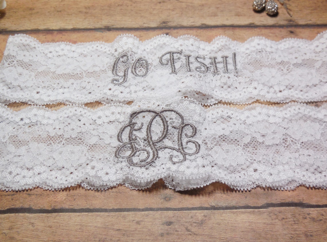 Monogrammed Garter Garter Gray Garter Personalized Garter | Etsy