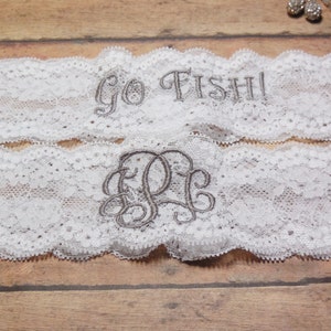 Monogrammed Garter Garter Gray Garter Personalized Garter - Etsy