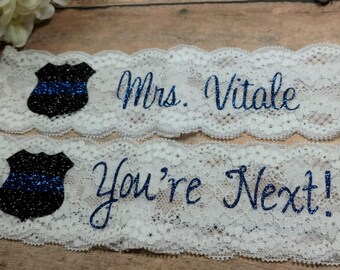 Police Garter, Police Wife, Thin Blue Line, Bling Garter, Something ...
