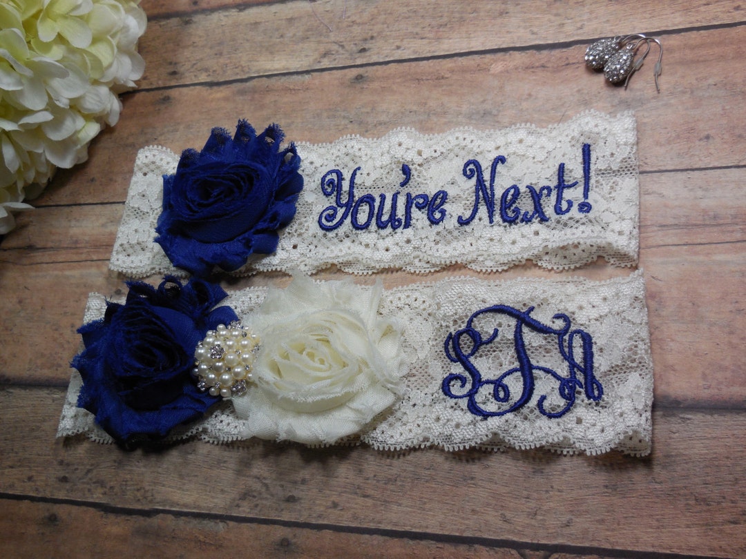 Monogrammed Garter, Royal Blue Garter, Blue Garter, Something Blue ...