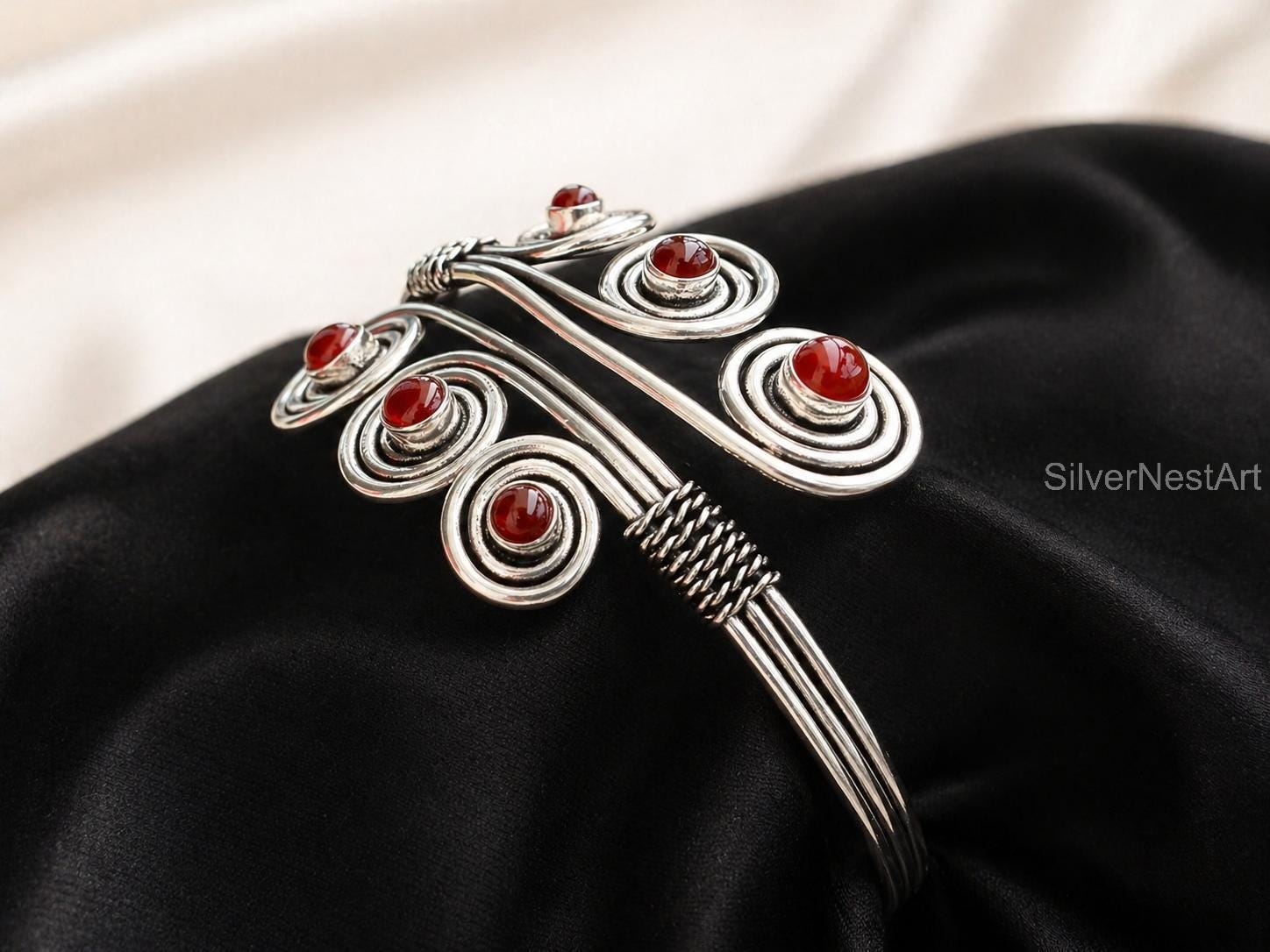 Artisan Arm Cuff Bangle, Silver Spiral Upper Arm Bracelet With ...