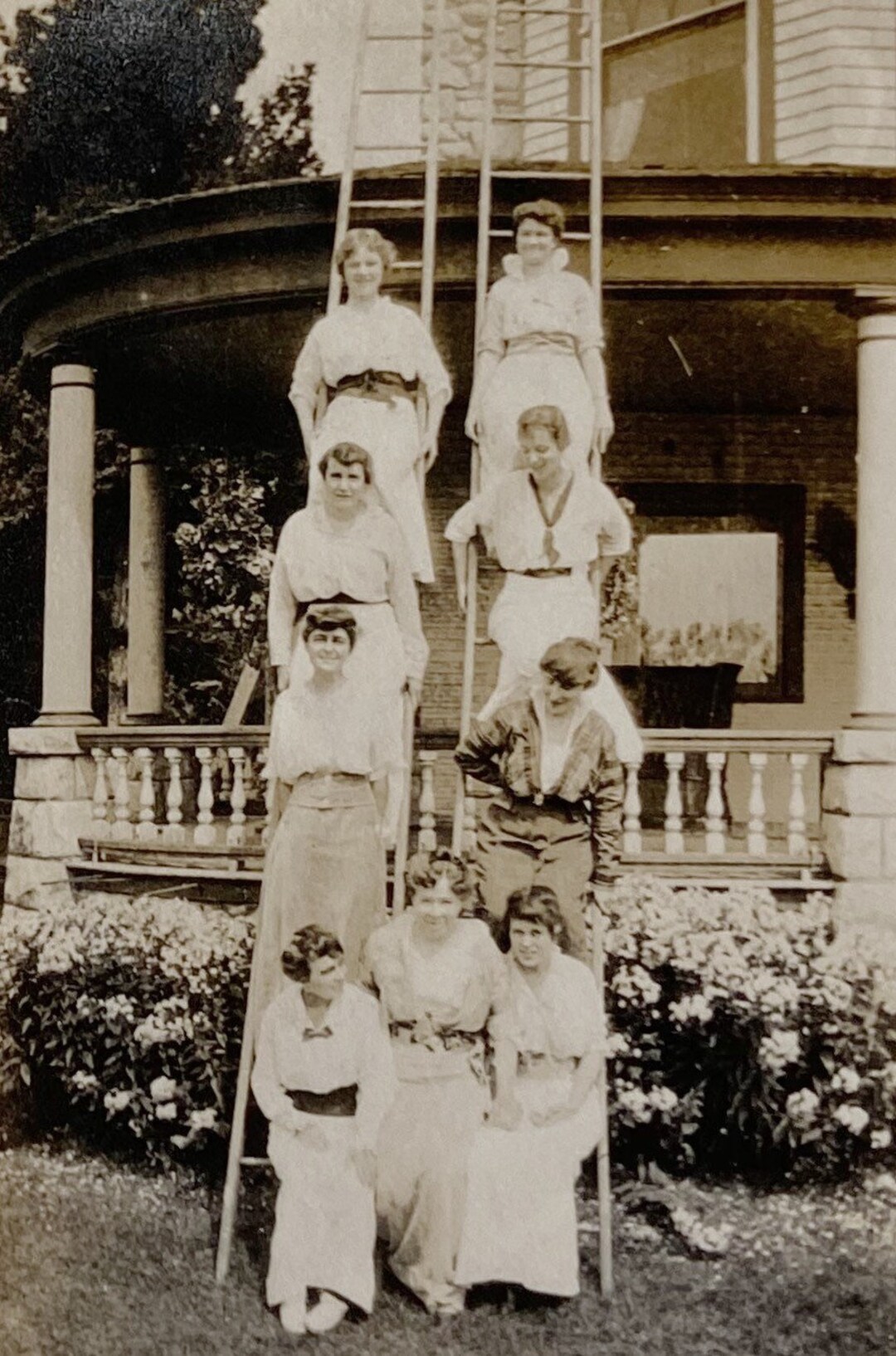 Original Antique Photograph | Ladies on Ladders - Etsy