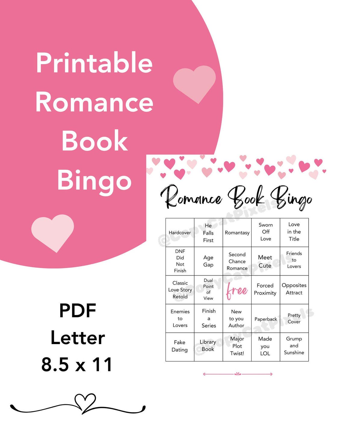Romance Book Bingo - Etsy