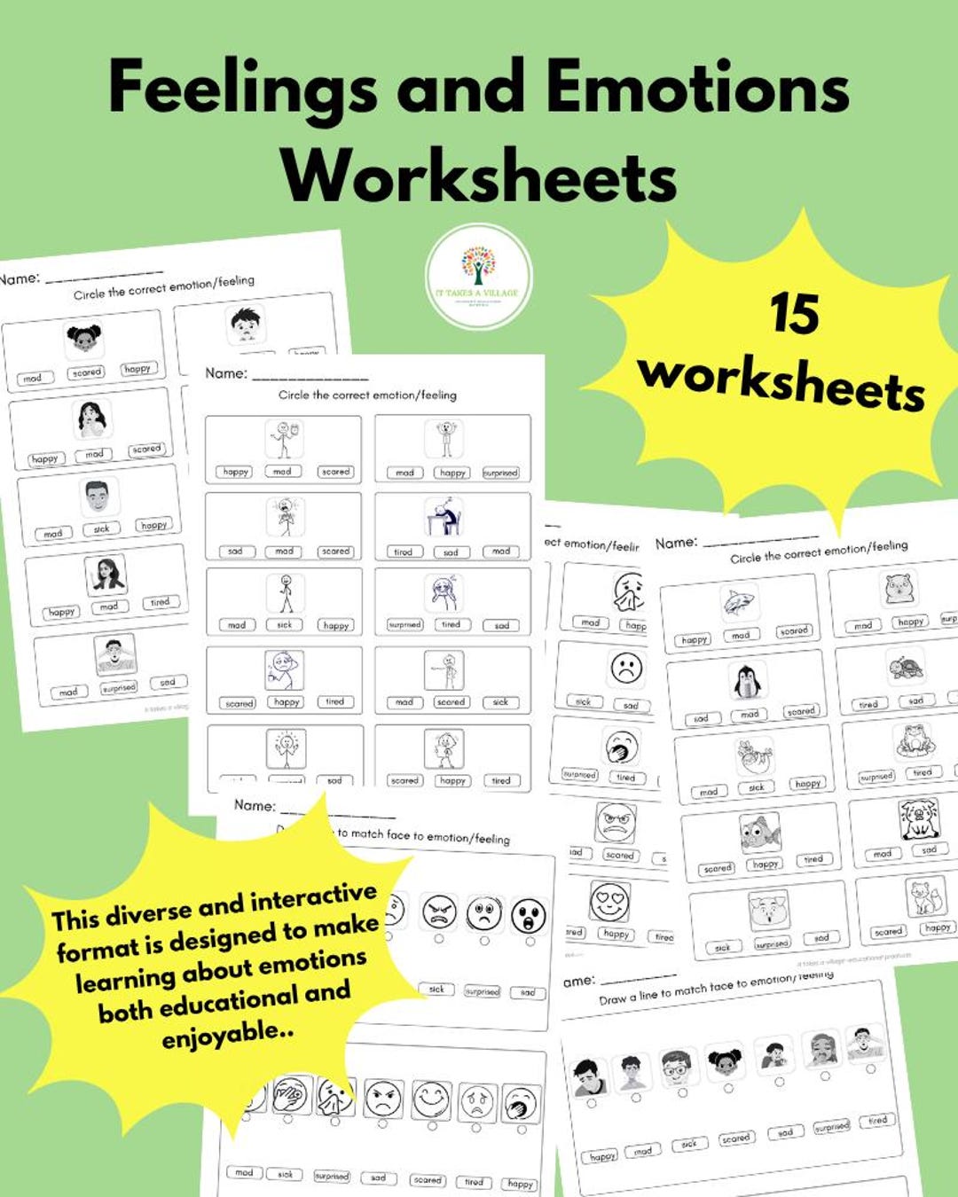 Emotions Multiple Choice Worksheets Set - Etsy UK