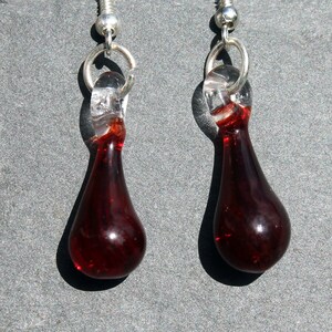 Blood Drop Earrings, Anti Valentine Glass Jewelry Dangle Earrings ...