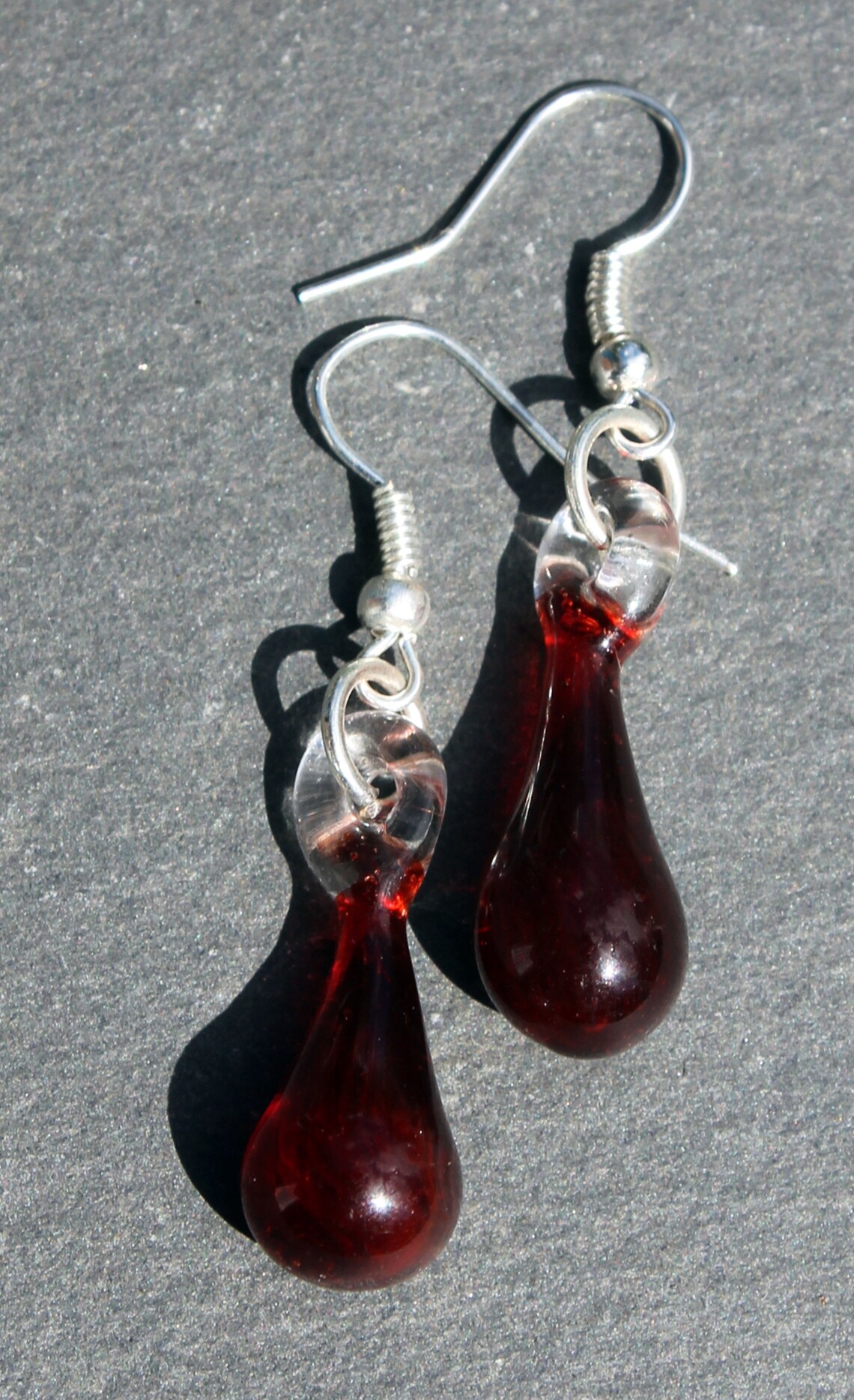 Blood Drop Earrings, Anti Valentine Glass Jewelry Dangle Earrings ...