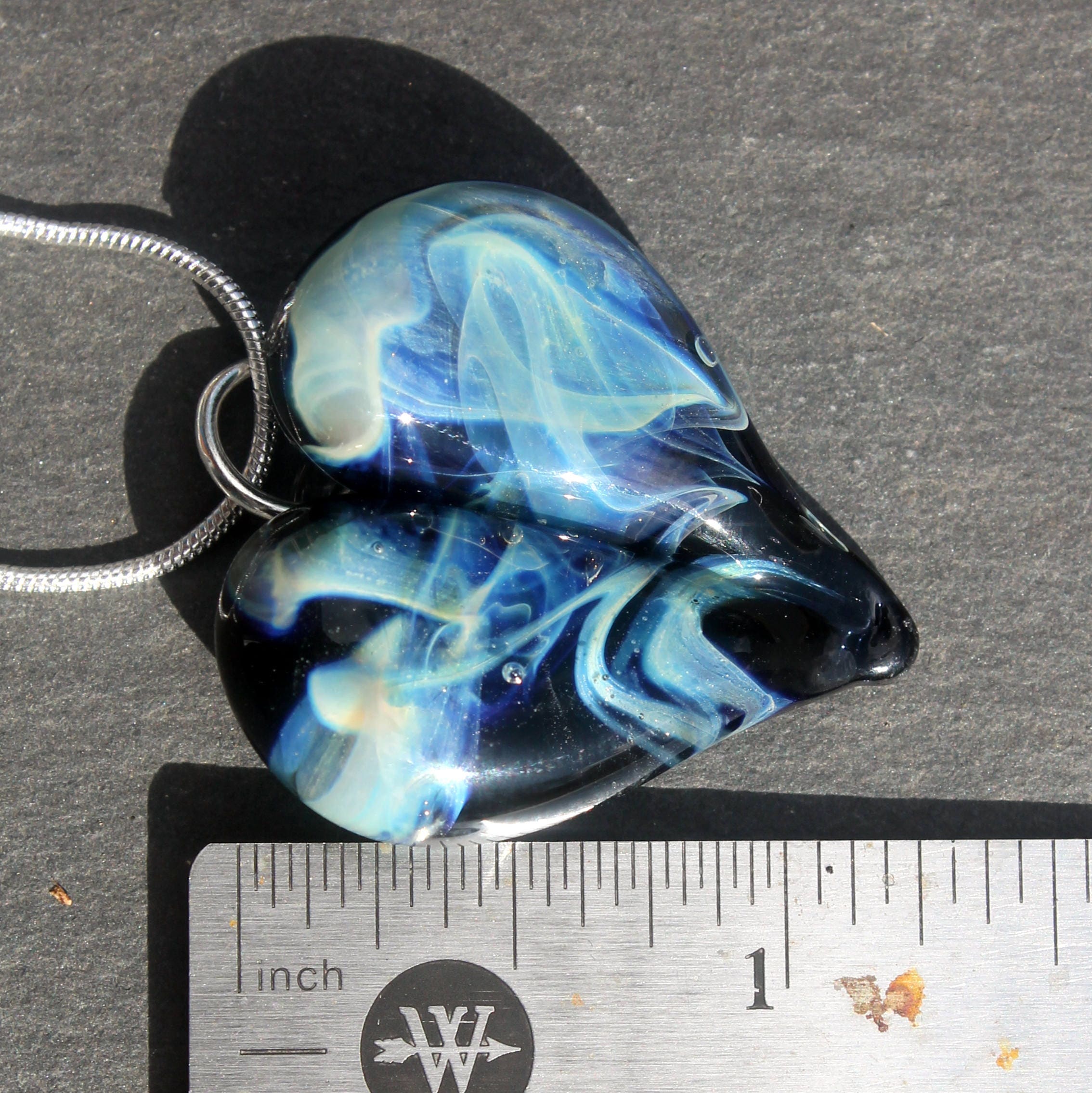 Starry Night Heart Glass Heart Lampwork Universe Space | Etsy