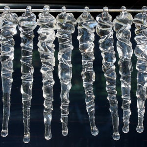 Christmas Ornament Set of TEN Glass Icicles, Holiday Decoration ...