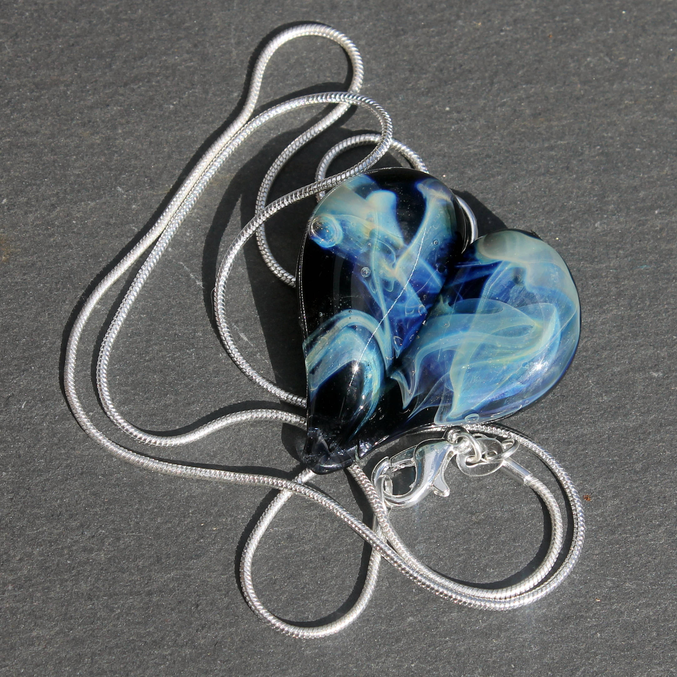 Starry Night Heart Glass Heart Lampwork Universe Space | Etsy