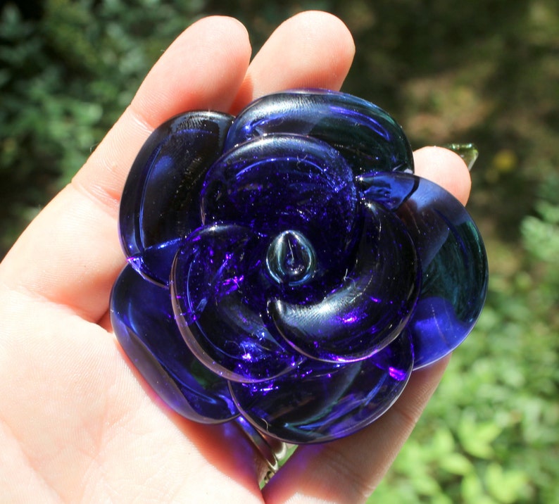 Blue Rose Glass Long Stemmed Rose Borosilicate Lampwork - Etsy
