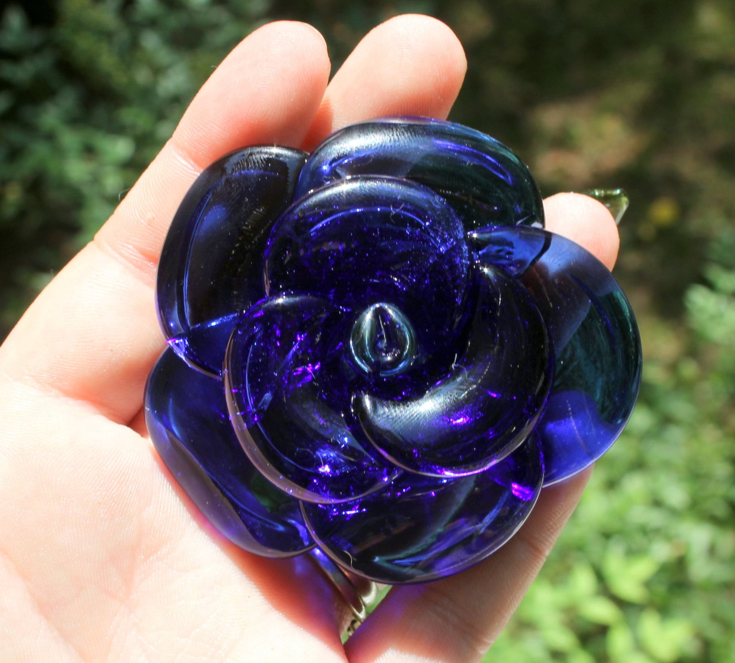 Blue Rose Glass Long Stemmed Rose Borosilicate Lampwork - Etsy