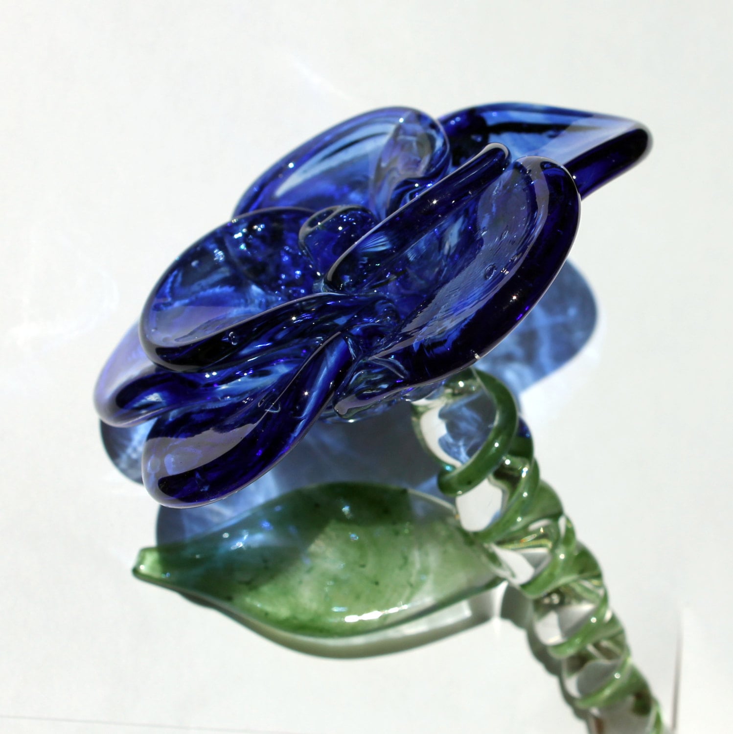 Blue Rose Glass Long Stemmed Rose Borosilicate Lampwork - Etsy