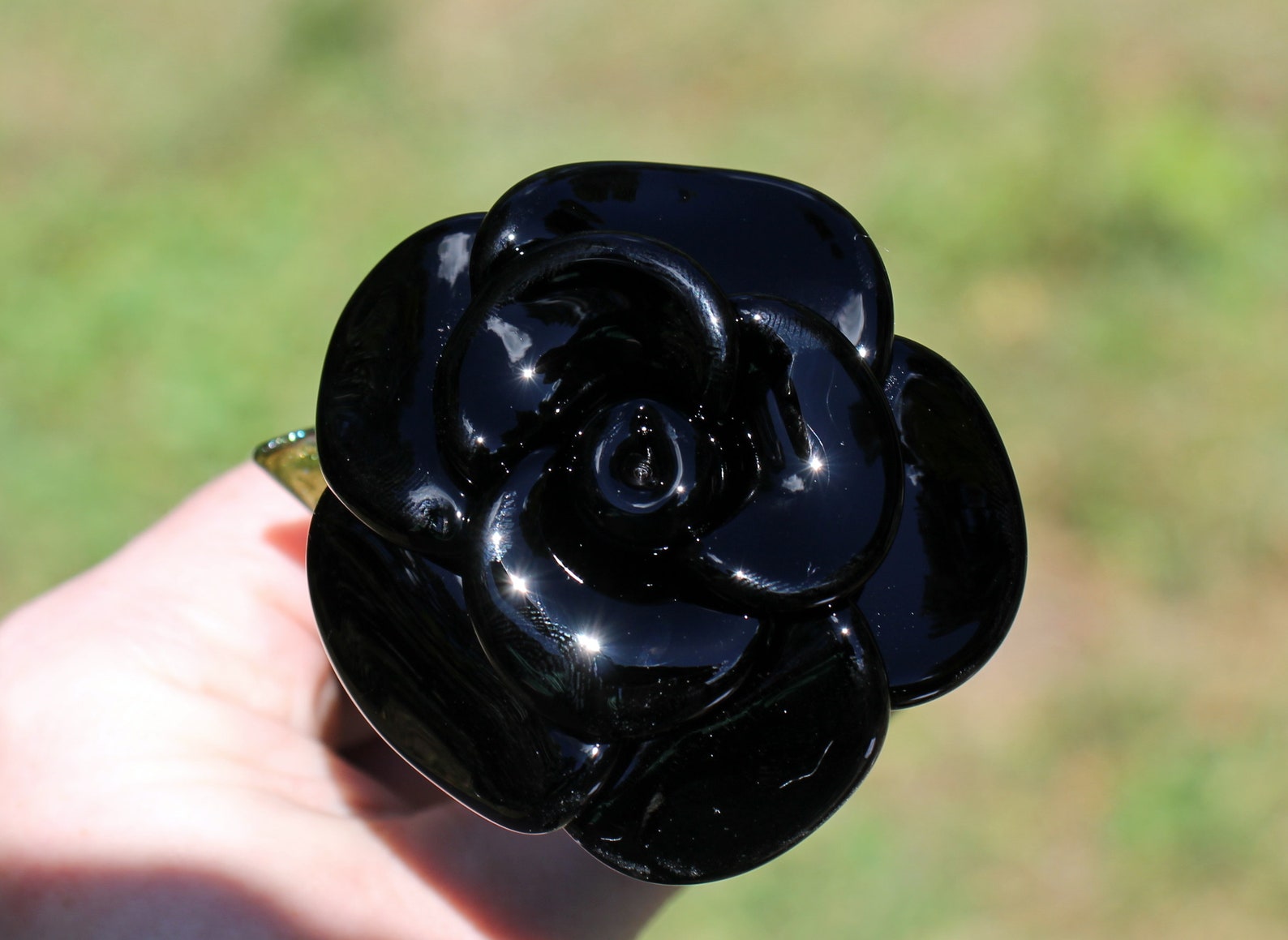 Black Rose Glass Long Stemmed Rose Borosilicate Lampwork - Etsy