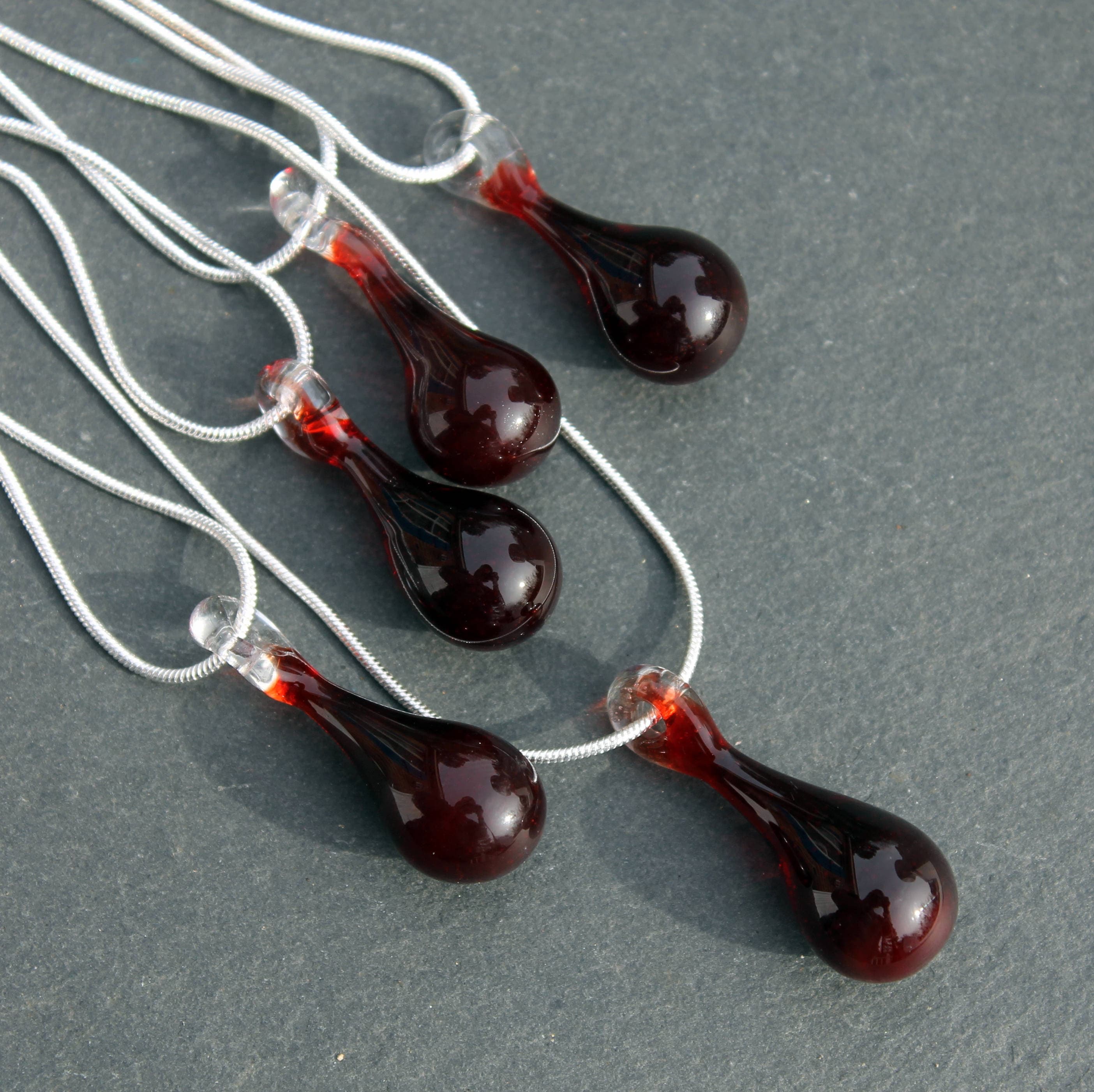 Blood Drop Necklace Boro Glass Pendant Anti Valentine Glass | Etsy