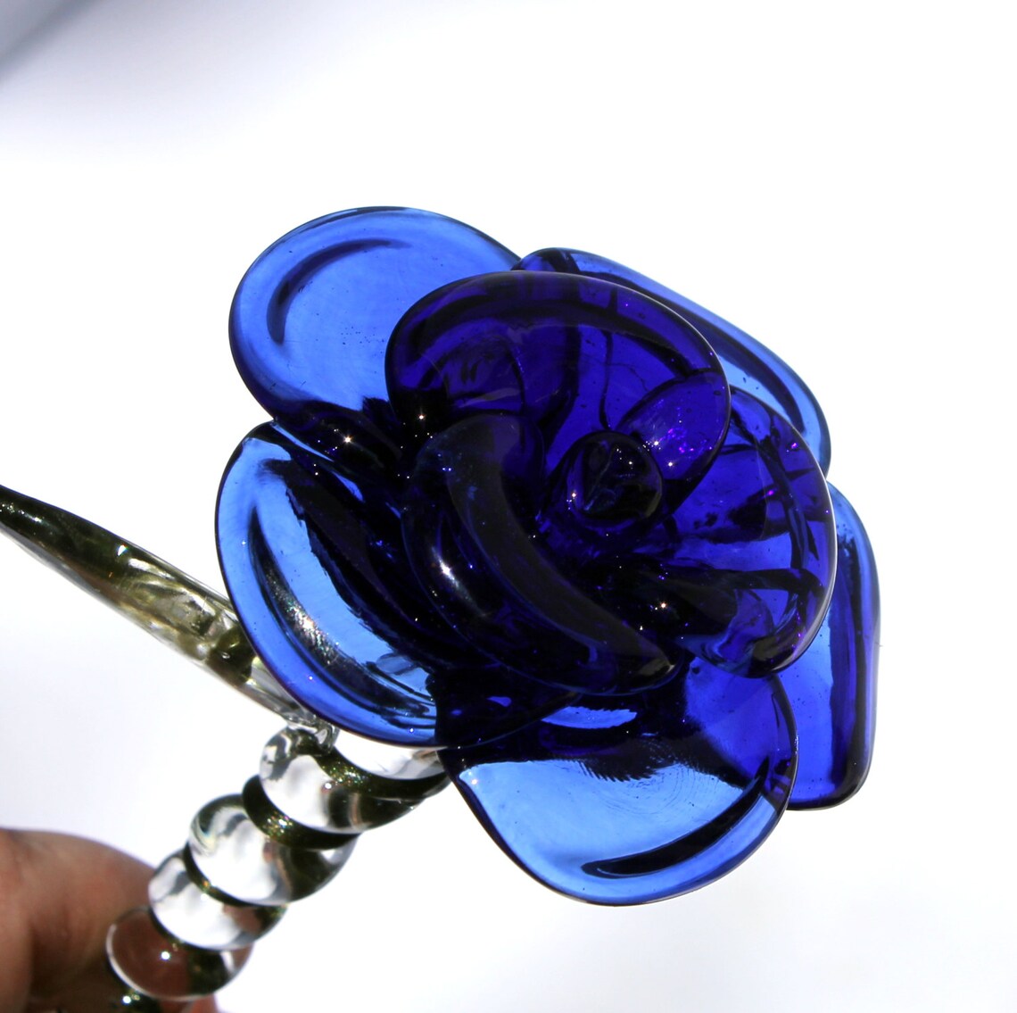 Blue Rose Glass Long Stemmed Rose Borosilicate Lampwork - Etsy