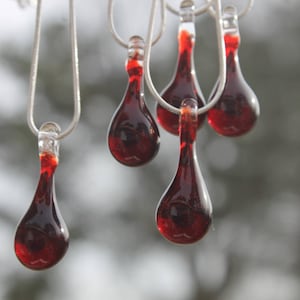 Blood Drop Necklace, Boro Glass Pendant, Anti Valentine Glass Jewelry ...