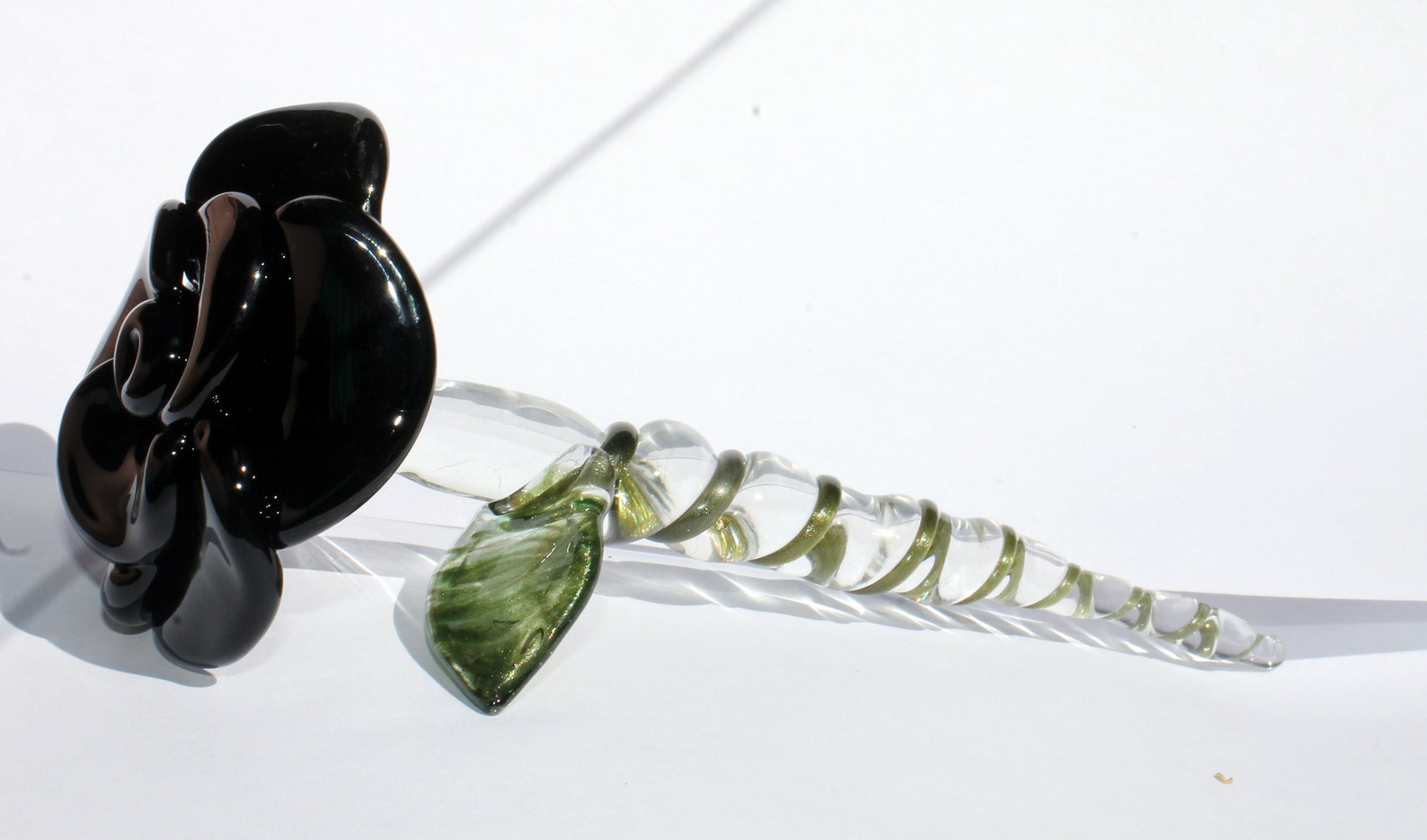 Black Rose Glass Long Stemmed Rose Borosilicate Lampwork - Etsy
