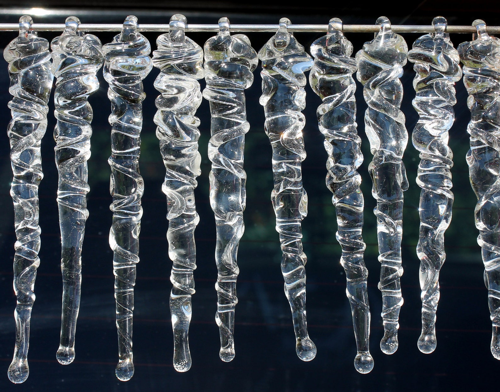 Glass Icicles Set of Twenty, Christmas Ornament, Holiday Tree ...
