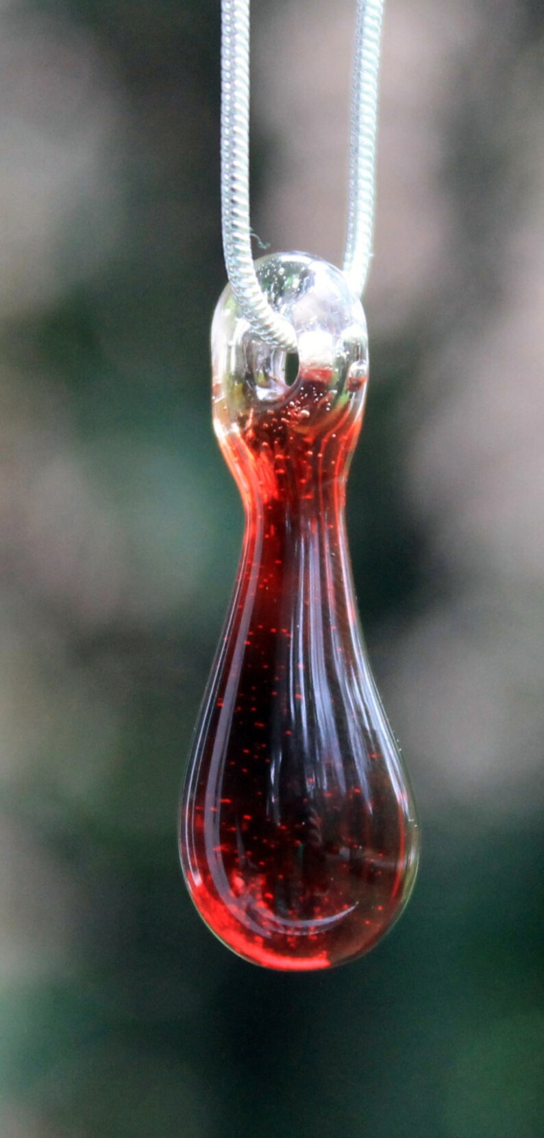 Blood Drop Necklace Boro Glass Pendant Anti Valentine Glass - Etsy