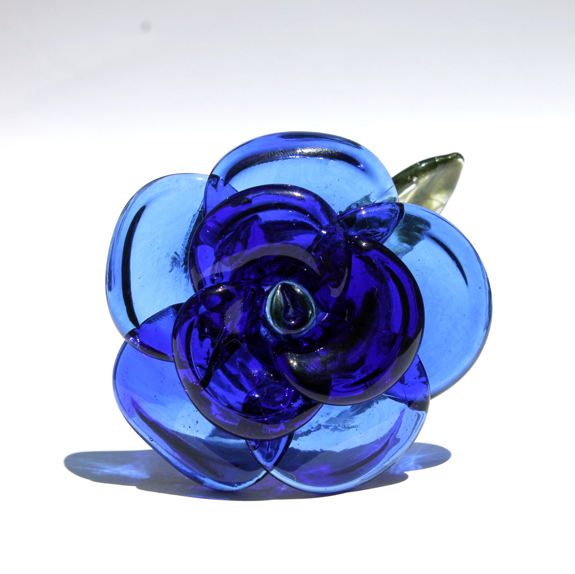 Blue Rose Glass Long Stemmed Rose Borosilicate Lampwork - Etsy