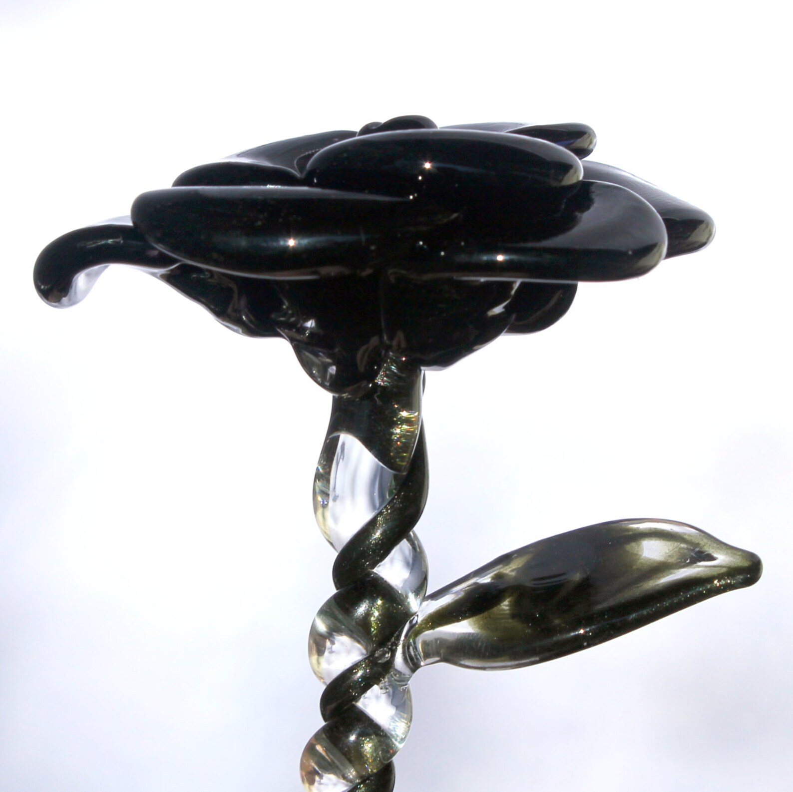 Black Rose Glass Long Stemmed Rose Borosilicate Lampwork - Etsy