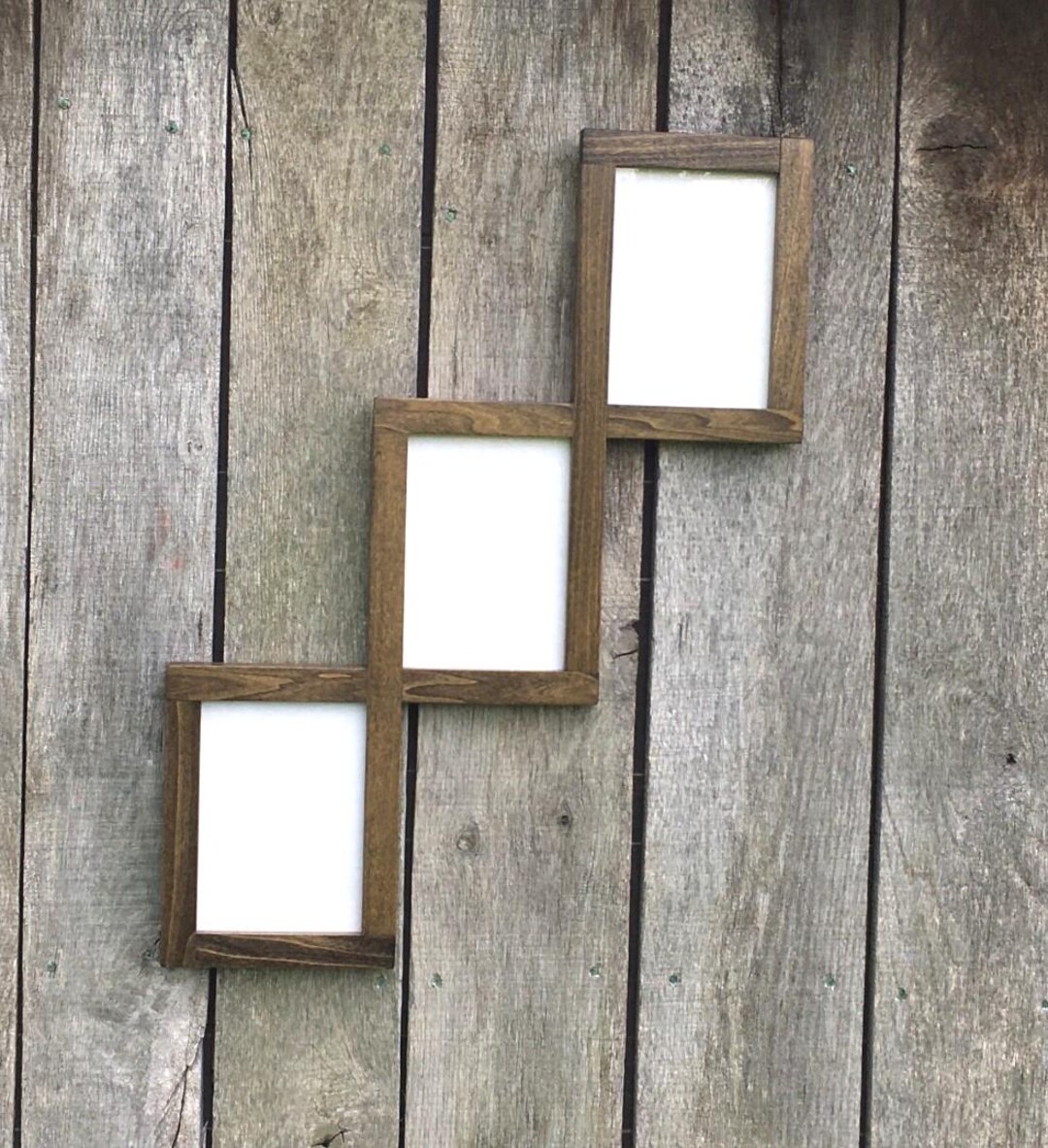 3-opening Collage Picture Frame: Angled Staircase Photo Display - Etsy