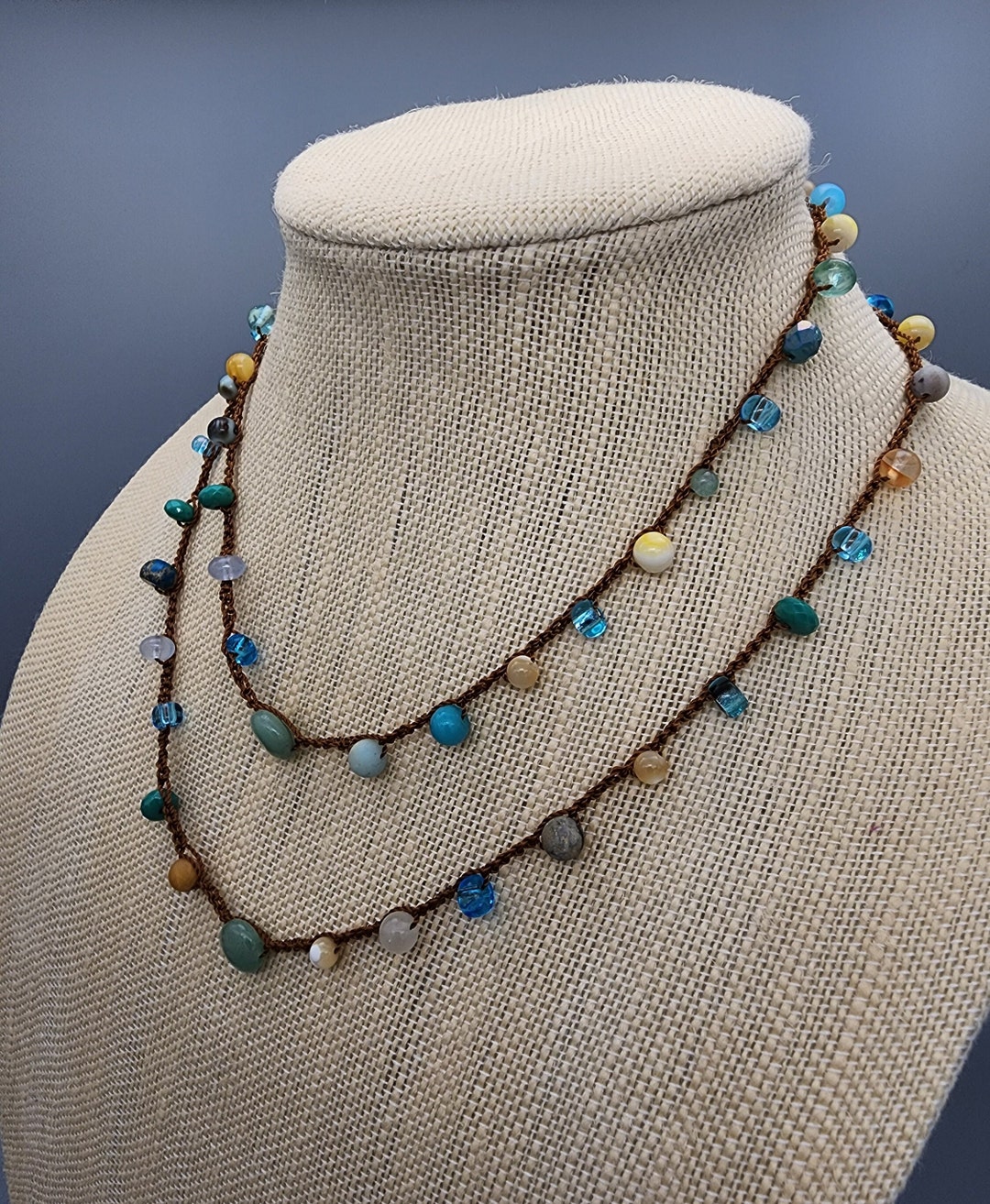 Layered Crochet Necklace. Earthy Colors Necklace. Single or Double ...