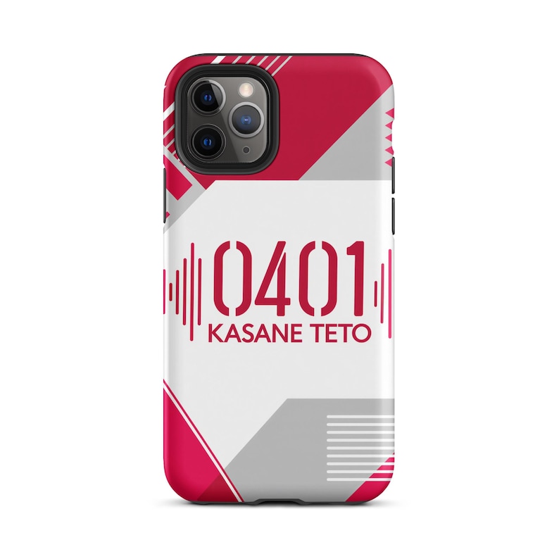 Kasane Teto Inspired iPhone Case, Red Pink Geometric Synth Voice Phone ...