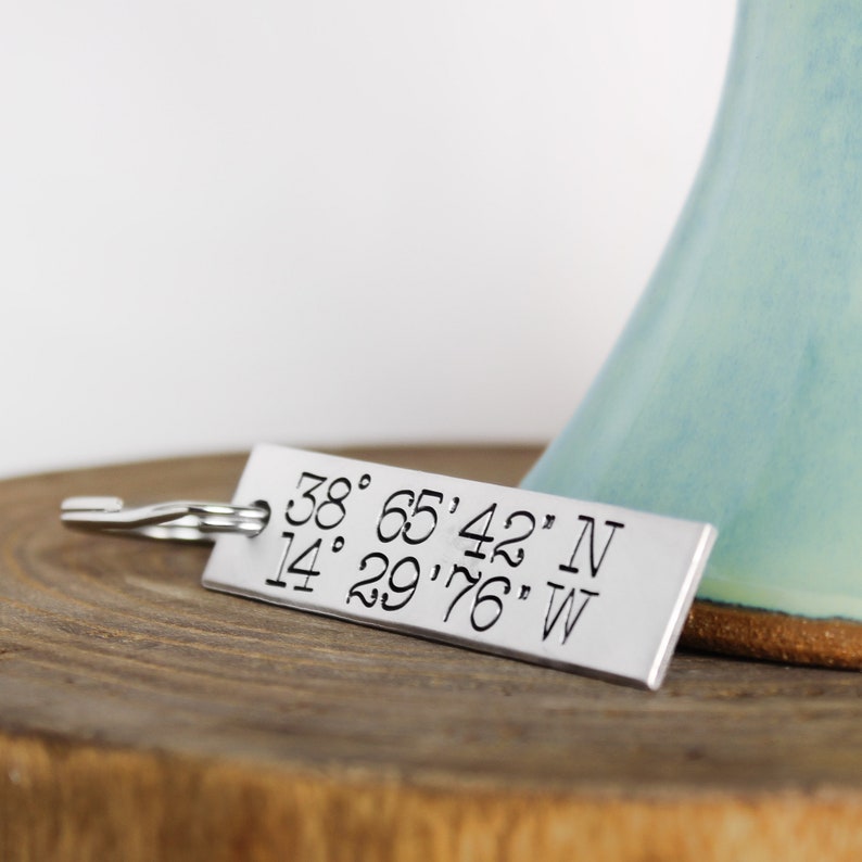Latitude Longitude Key Chain, Coordinate Key Chain, Personalized Gift ...