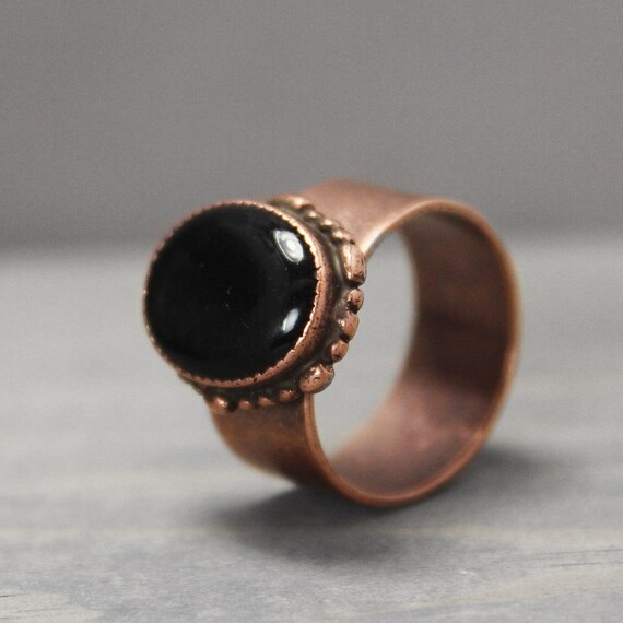 Black Tourmaline Ring Copper Ring Meditation Ring Chakra | Etsy