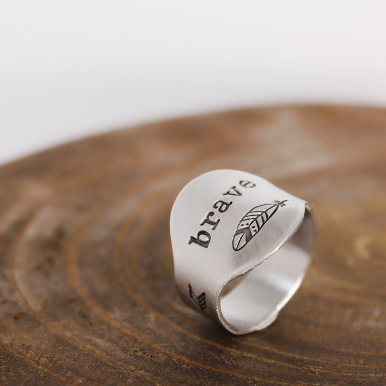 Brave Ring - Inspiration Ring - Handstamped Jewelry - Mindfulness Gift ...