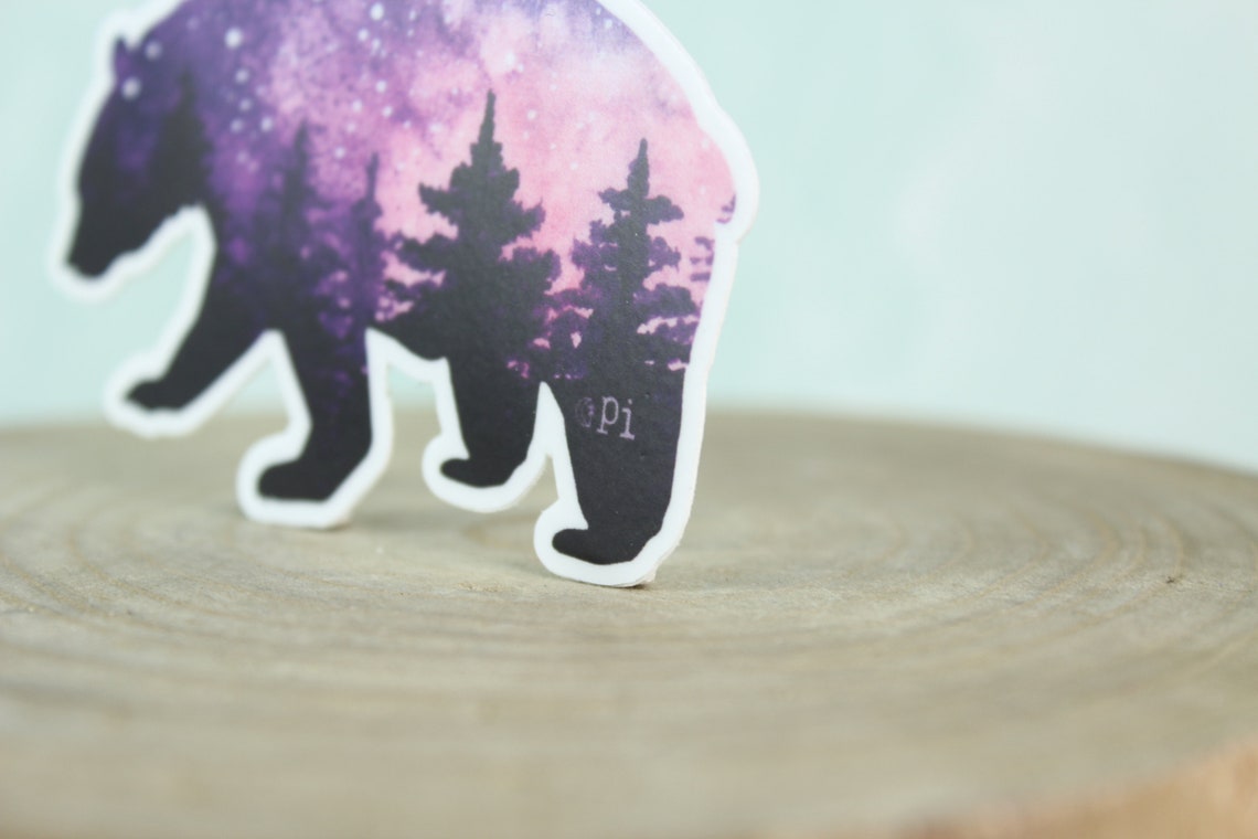 Forest Bear Sticker Cute Nature Sticker Nature Laptop - Etsy