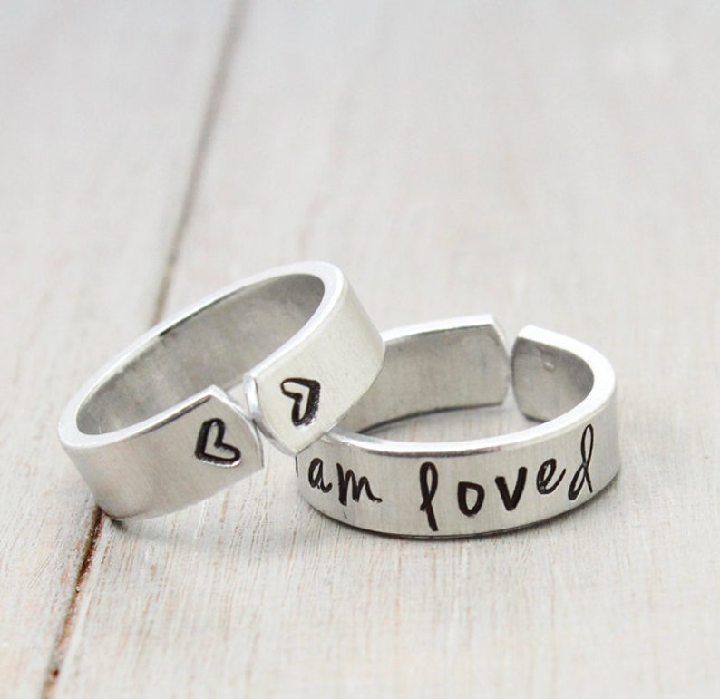 Mother Daughter Ring Set I Am Blessed Ring Mom Daughter - Etsy