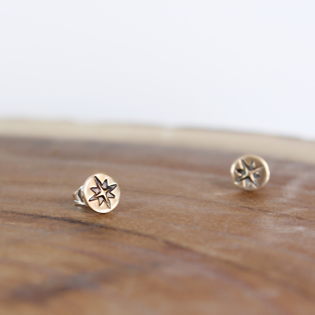 Compass Rose Earrings - Stud Earrings - Gold Studs - Small Gold Earrings - Gift for Her - Etsy