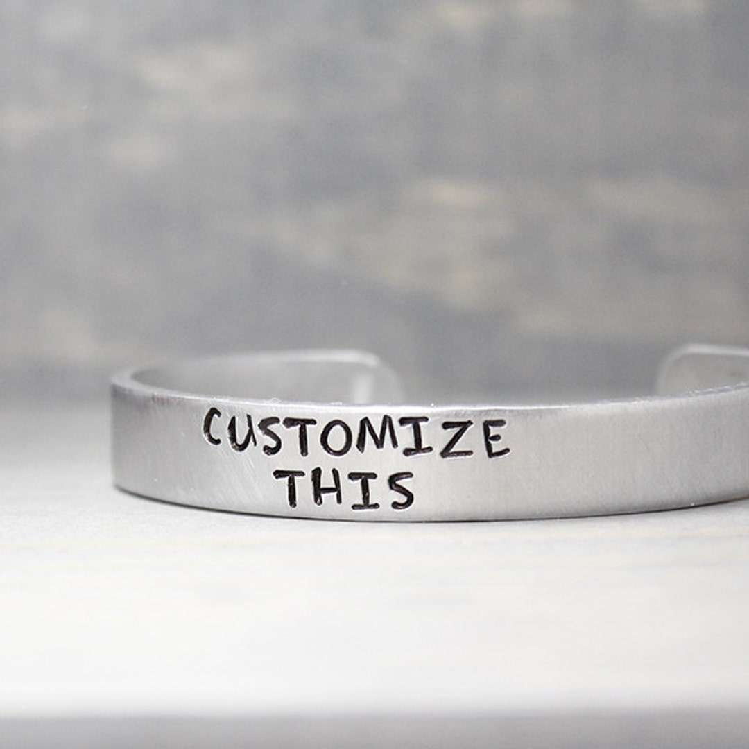 Custom Cuff Bracelet - Personalized Handstamped Jewelry - Customized ...