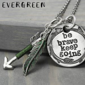 Be Brave Necklace - Inspiration Necklace - Purple Feather Necklace ...