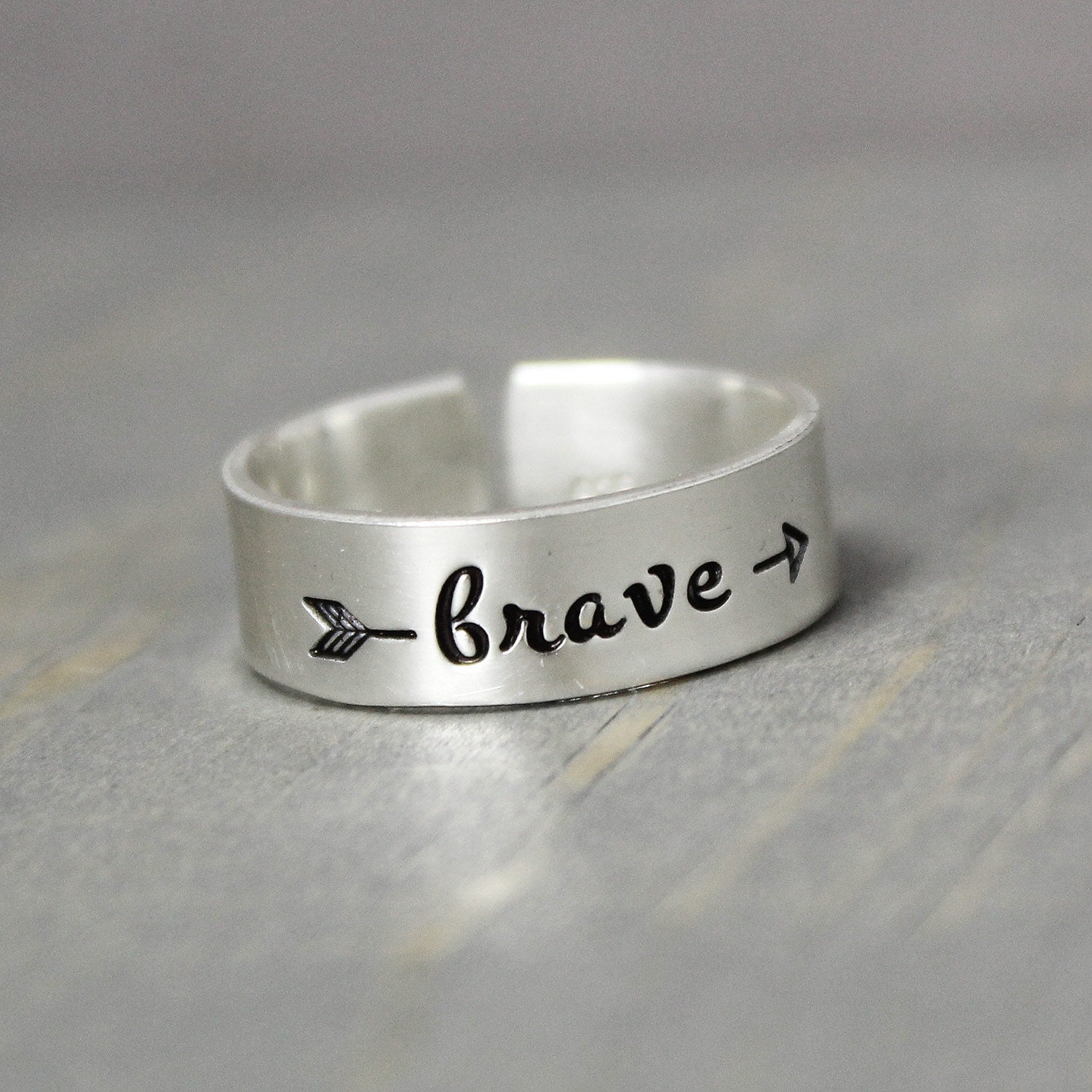 Brave Ring - Sterling Silver Inspirational Ring - Silver Arrow Ring - Etsy