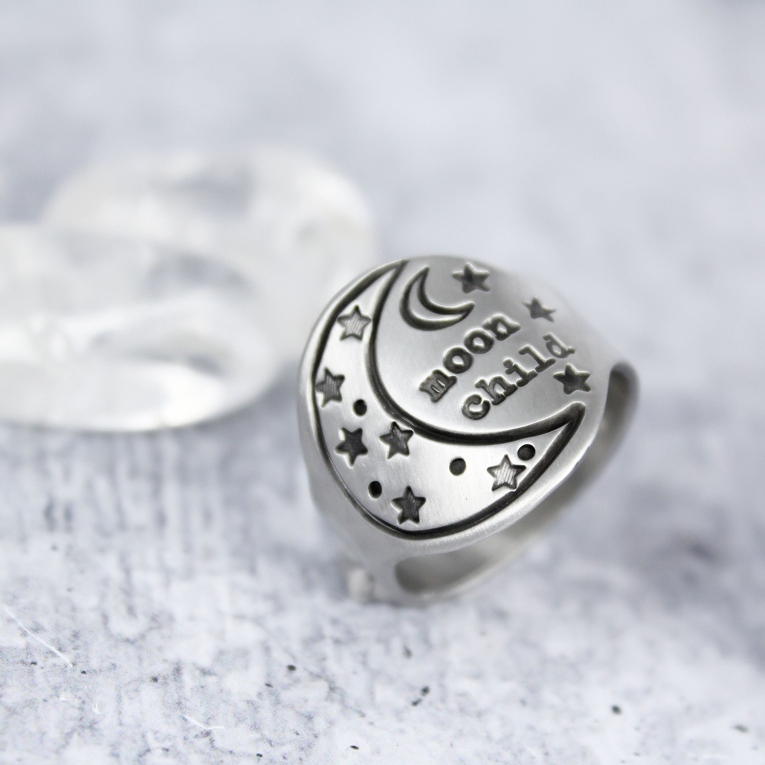 Moon Child Ring Crescent Moon Ring Moon & Stars Ring | Etsy